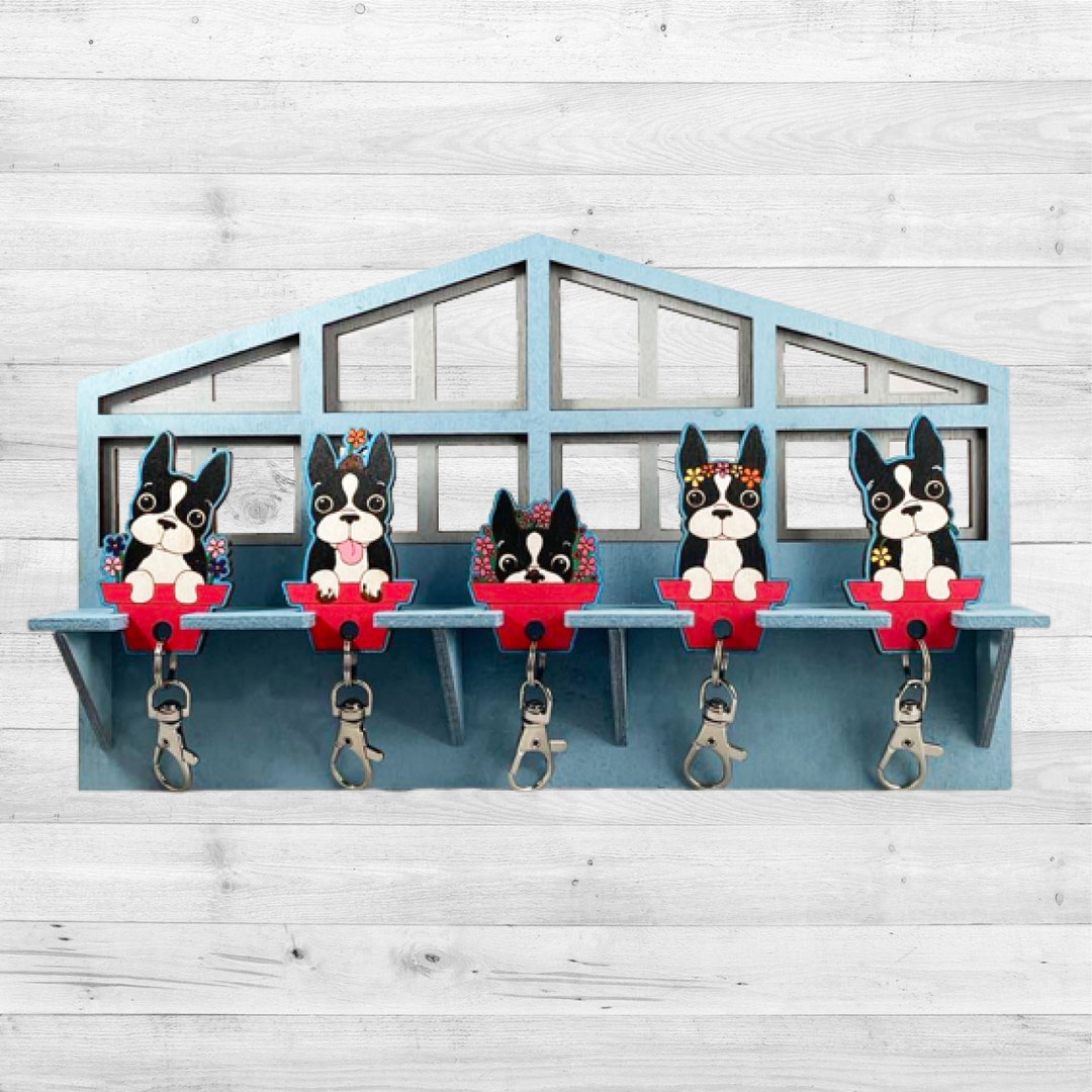 Boston Terrier Keychains and Wall Hanging Organizer - Etsy