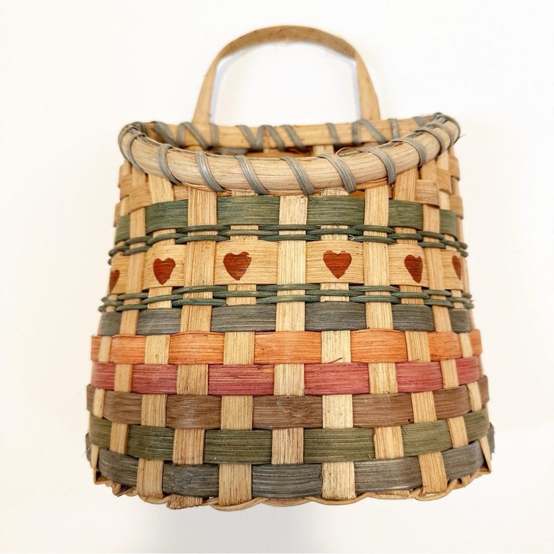 Vintage Cottagecore Cottage Multi-color Woven Braided Heart Wall ...