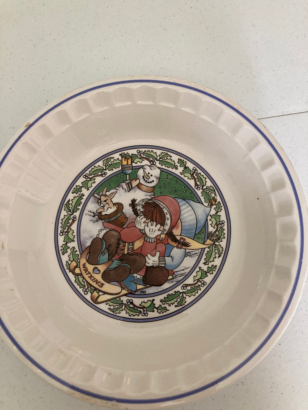 Vintage Country Kids Pie Plate Watkins Collectors Pie Plate Snow Magic ...