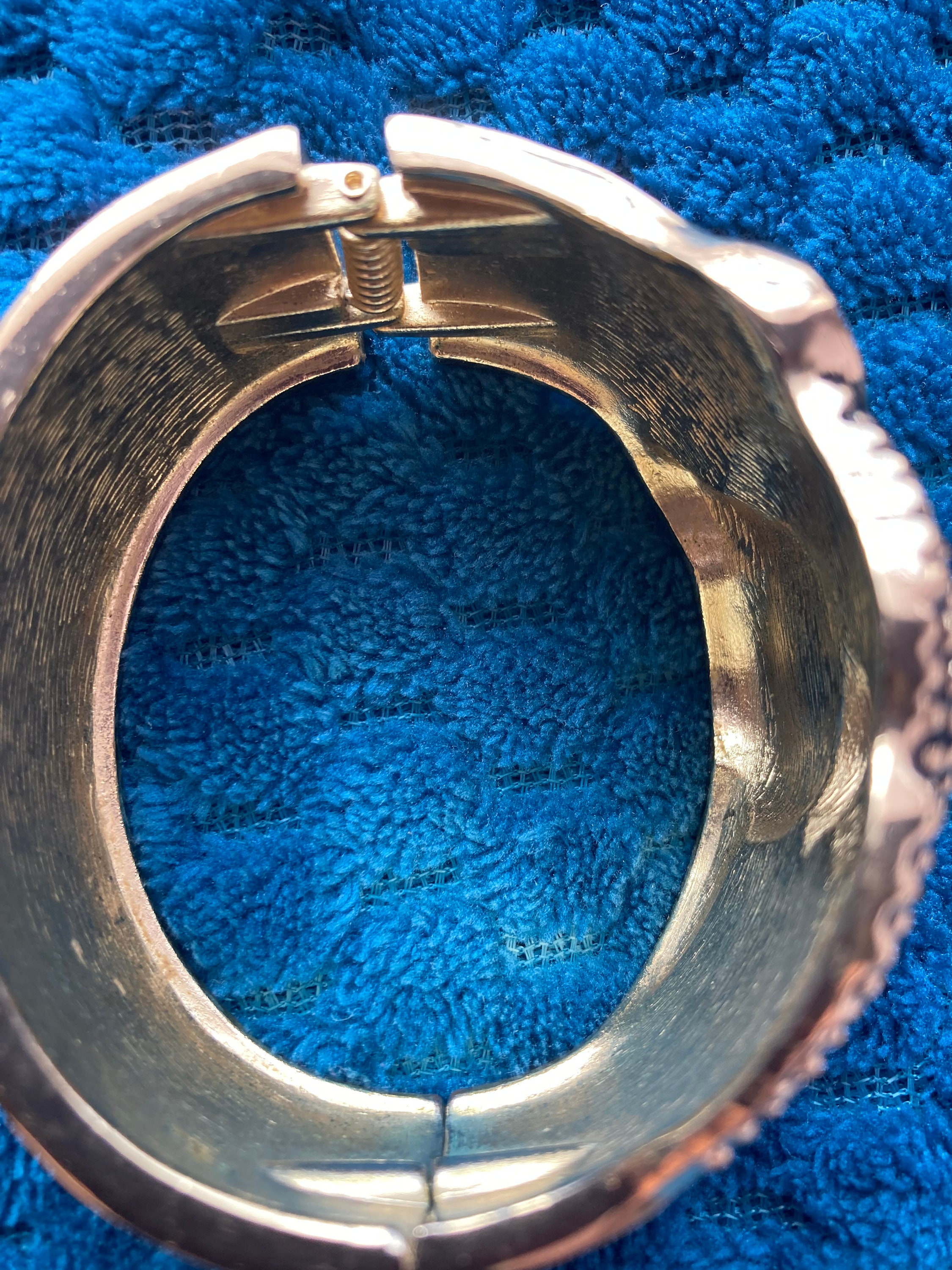 Clapper Bracelet Coral and Gold Owl Bracelet Vintage From 1980's ...