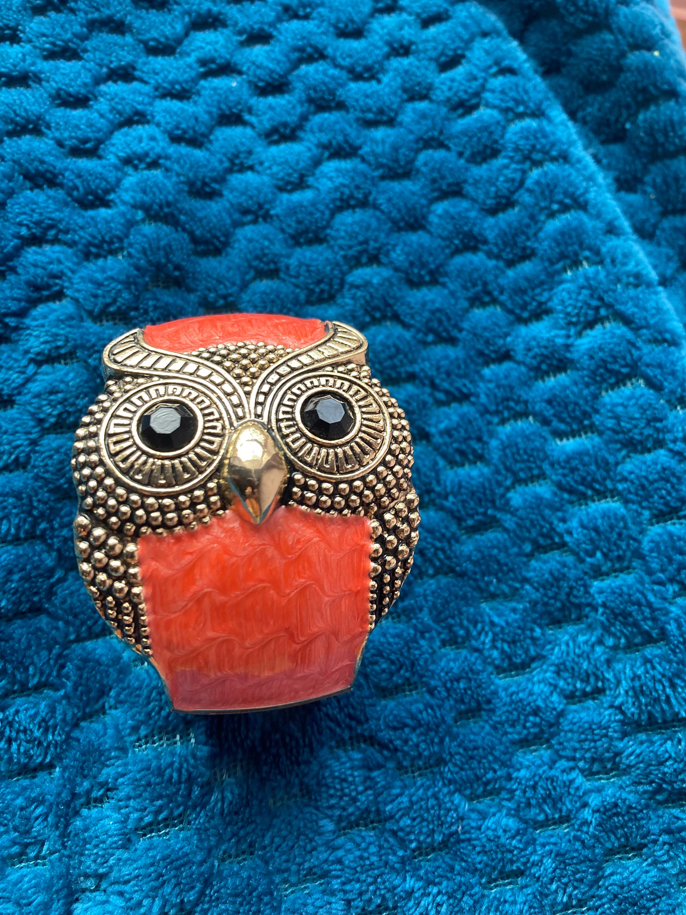 Clapper Bracelet Coral and Gold Owl Bracelet Vintage From 1980's ...