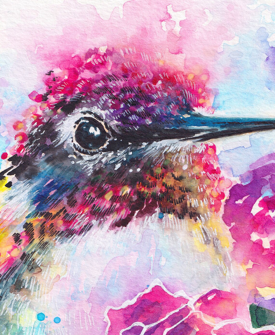 Anna's Hummingbird & Roses Printable Art Instant Download | Etsy