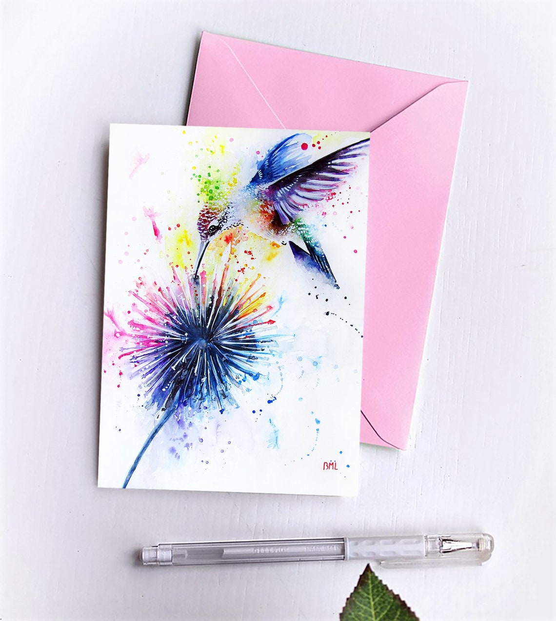 Hummingbird Digital Note Cards Set of 5 Stationery Cards | Etsy