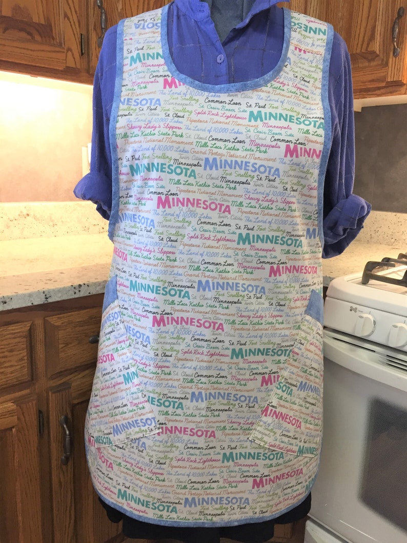 Handmade Crossback Apron: Minnesota Print, Plus Size Smock - Etsy