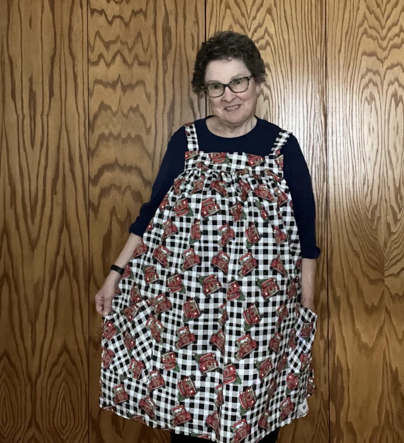 No Tie Pinafore Smock Apron: Handmade Relaxed Fit Kitchen Smock - Etsy