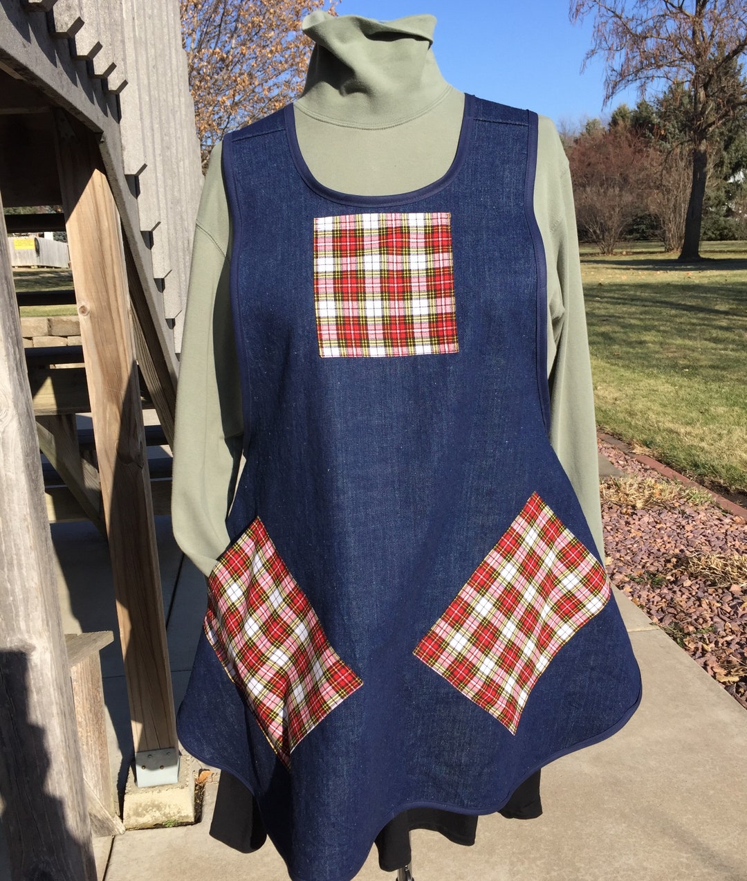 Crossback Apron; Cross Back Apron; Jean Denim Apron; Smock; No Tie ...