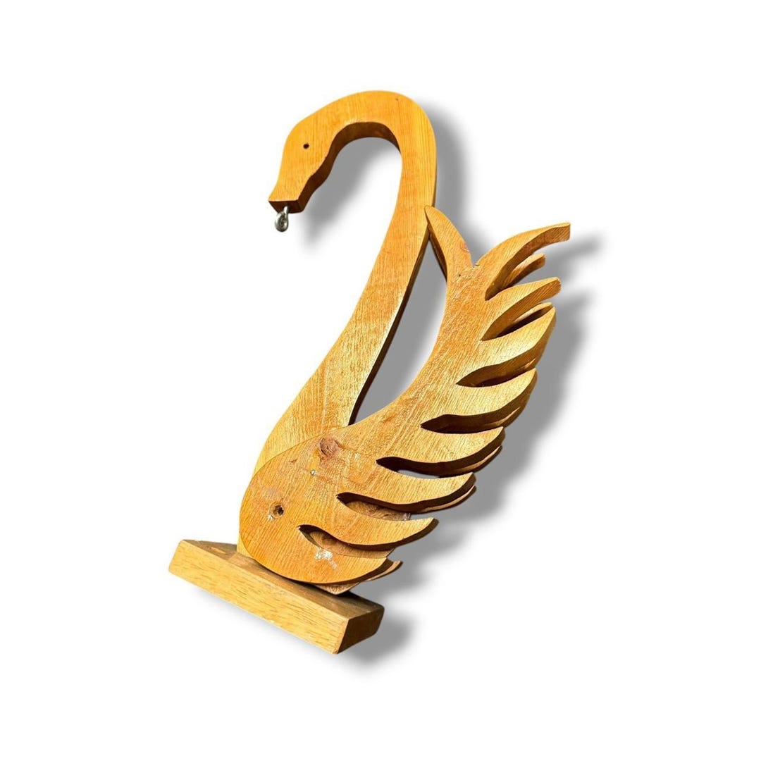 Vintage Wood Swan Holder Stand - Etsy