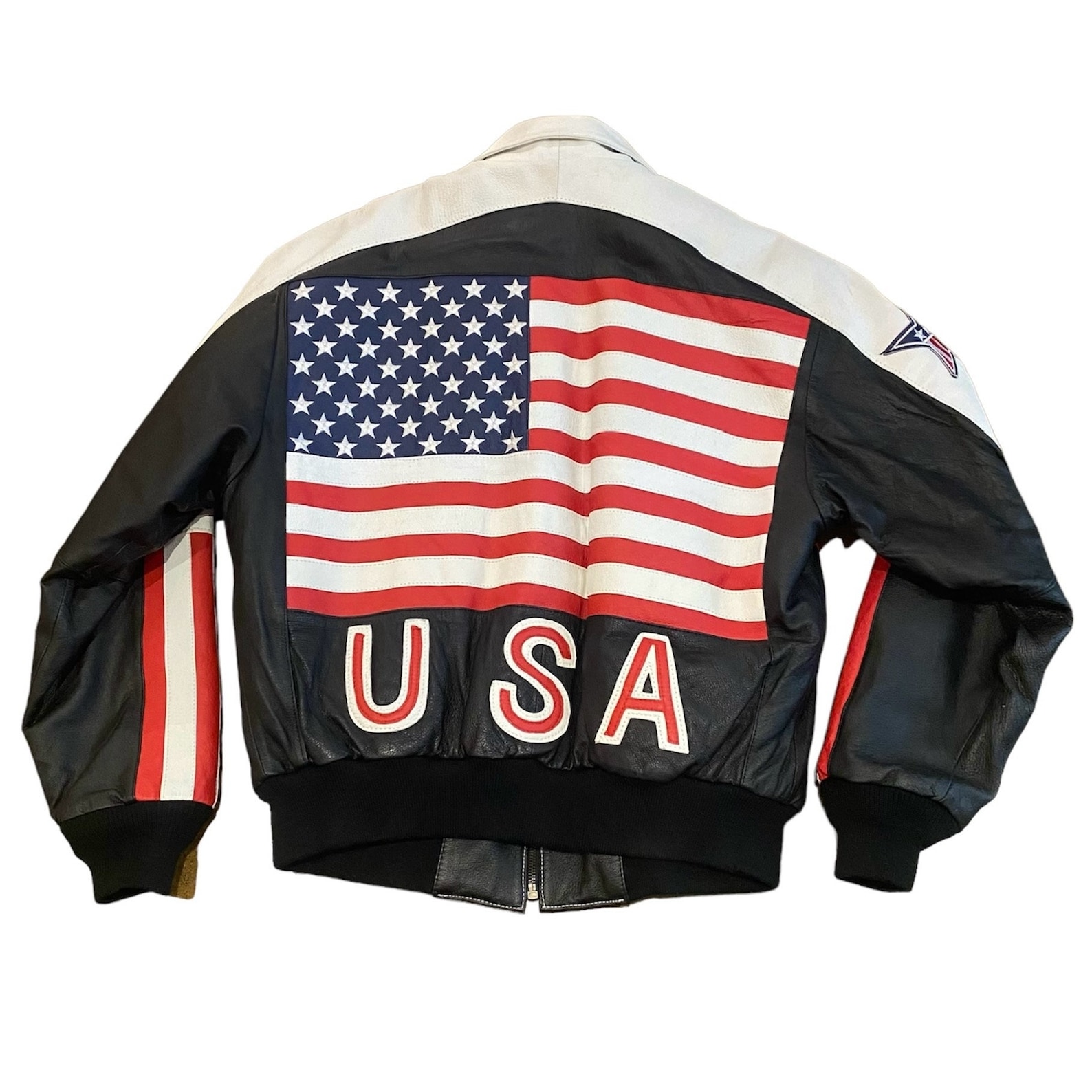 Vintage USA American Flag Leather Racing/motorcycle Jacket - Etsy