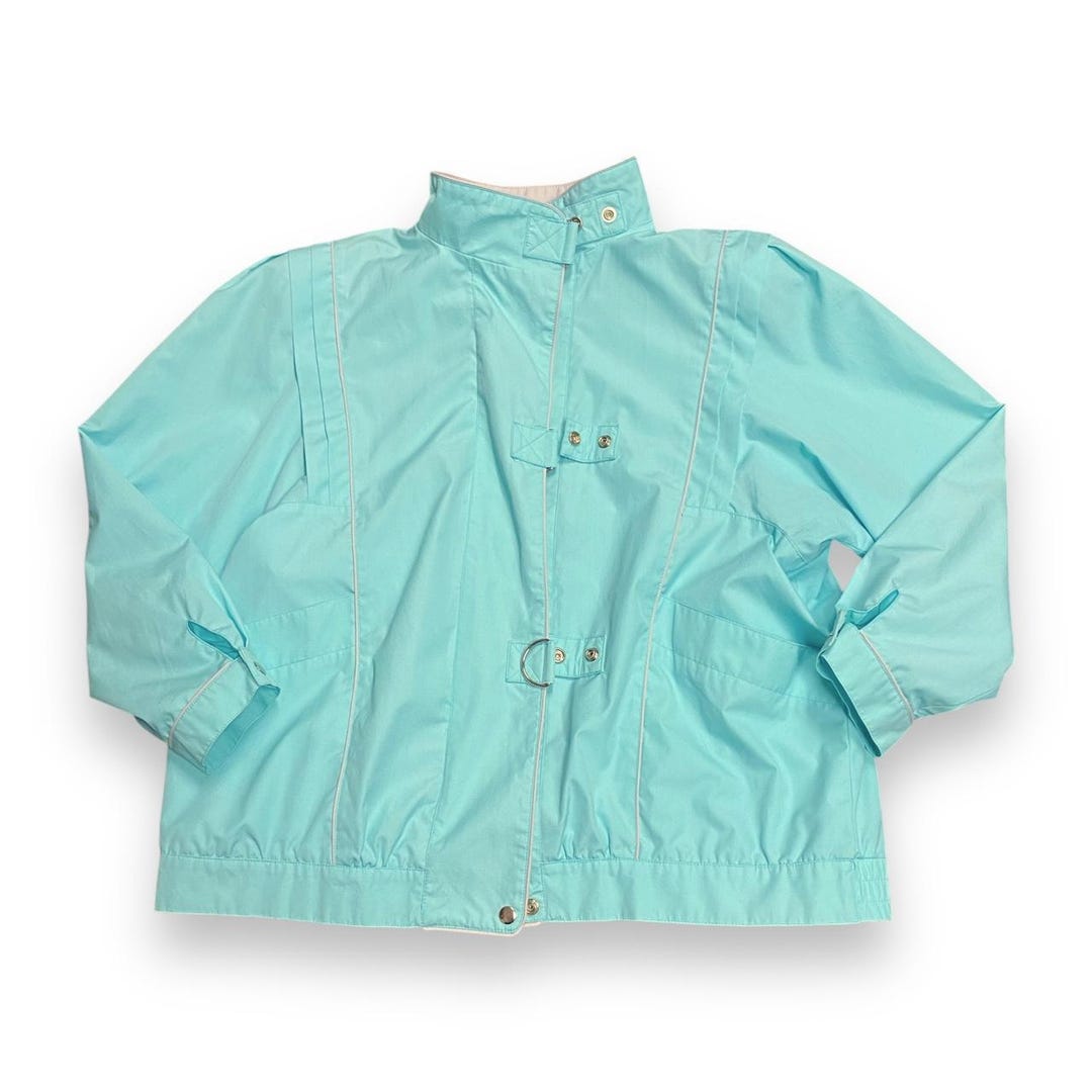 Mint Green 80s Style Windbreaker Blue and Green Jacket - Etsy