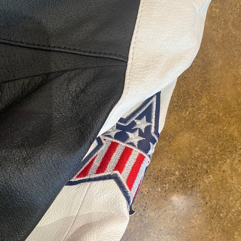 Vintage USA American Flag Leather Racing/motorcycle Jacket - Etsy