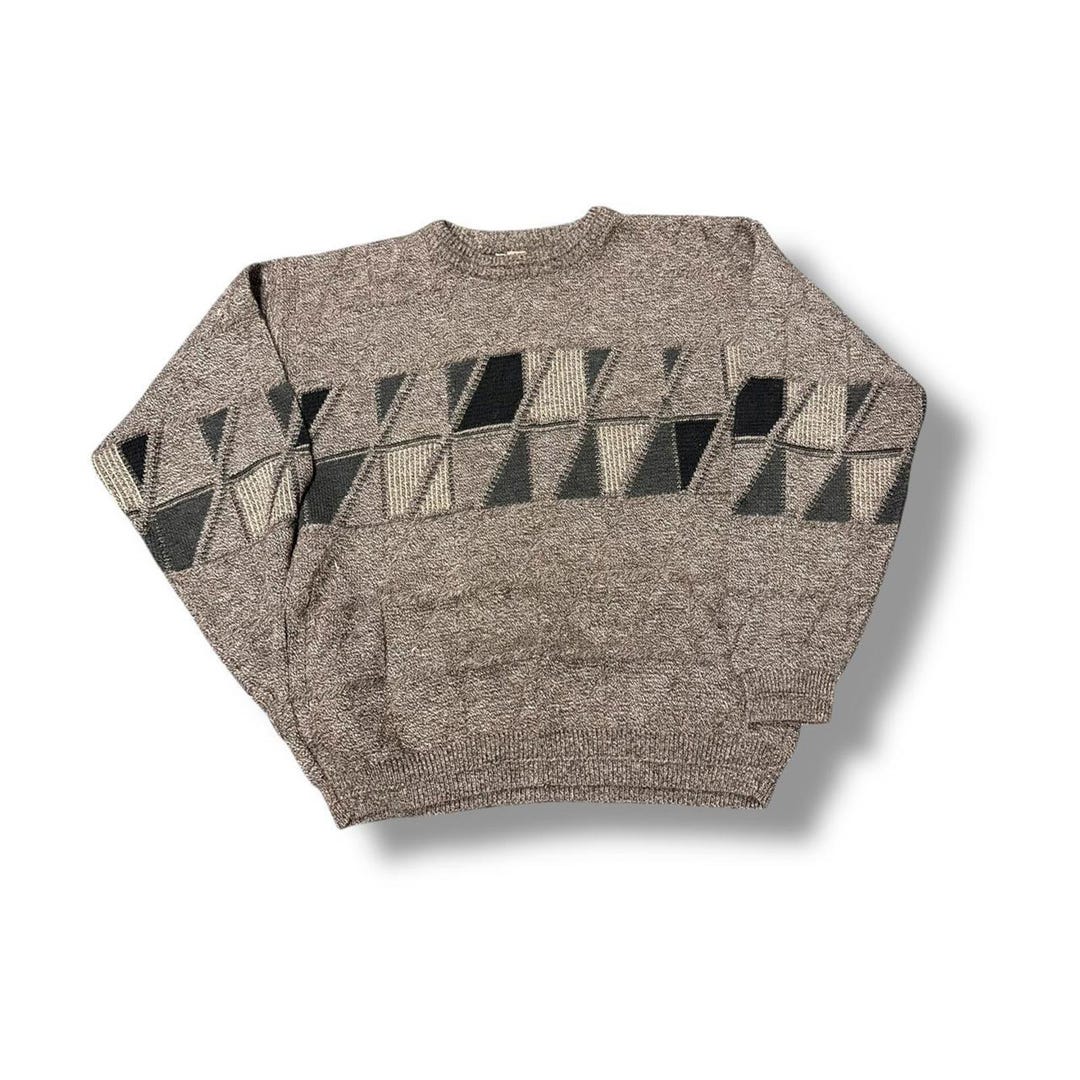 Vintage Neutral Chest Triangle Pattern Knit Sweater - Etsy