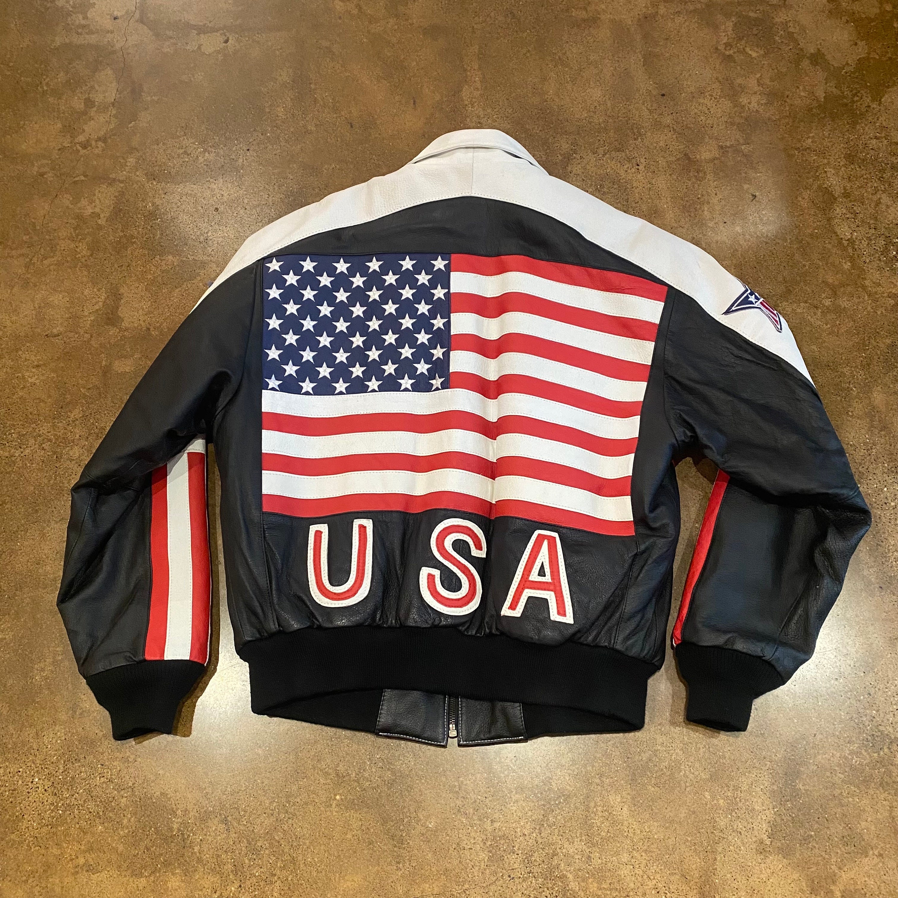 Vintage USA American Flag Leather Racing/motorcycle Jacket - Etsy