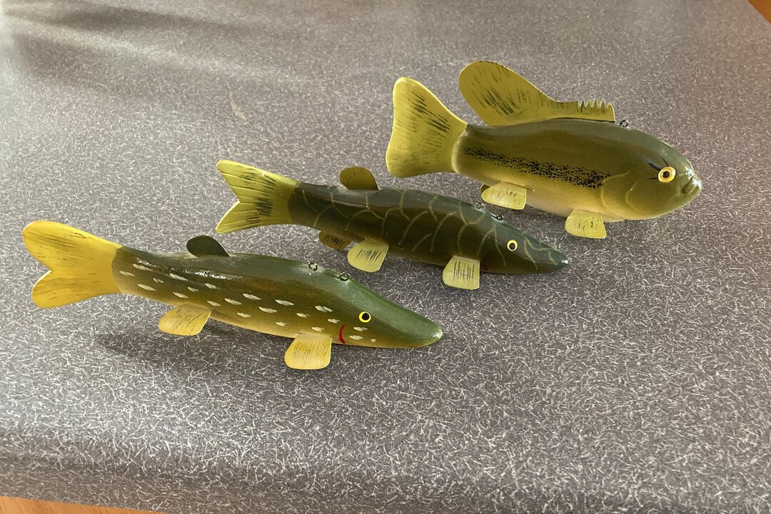 Lawrence Bethel Fish Trio Vintage Minnesota Folk Art Fish Spearing ...