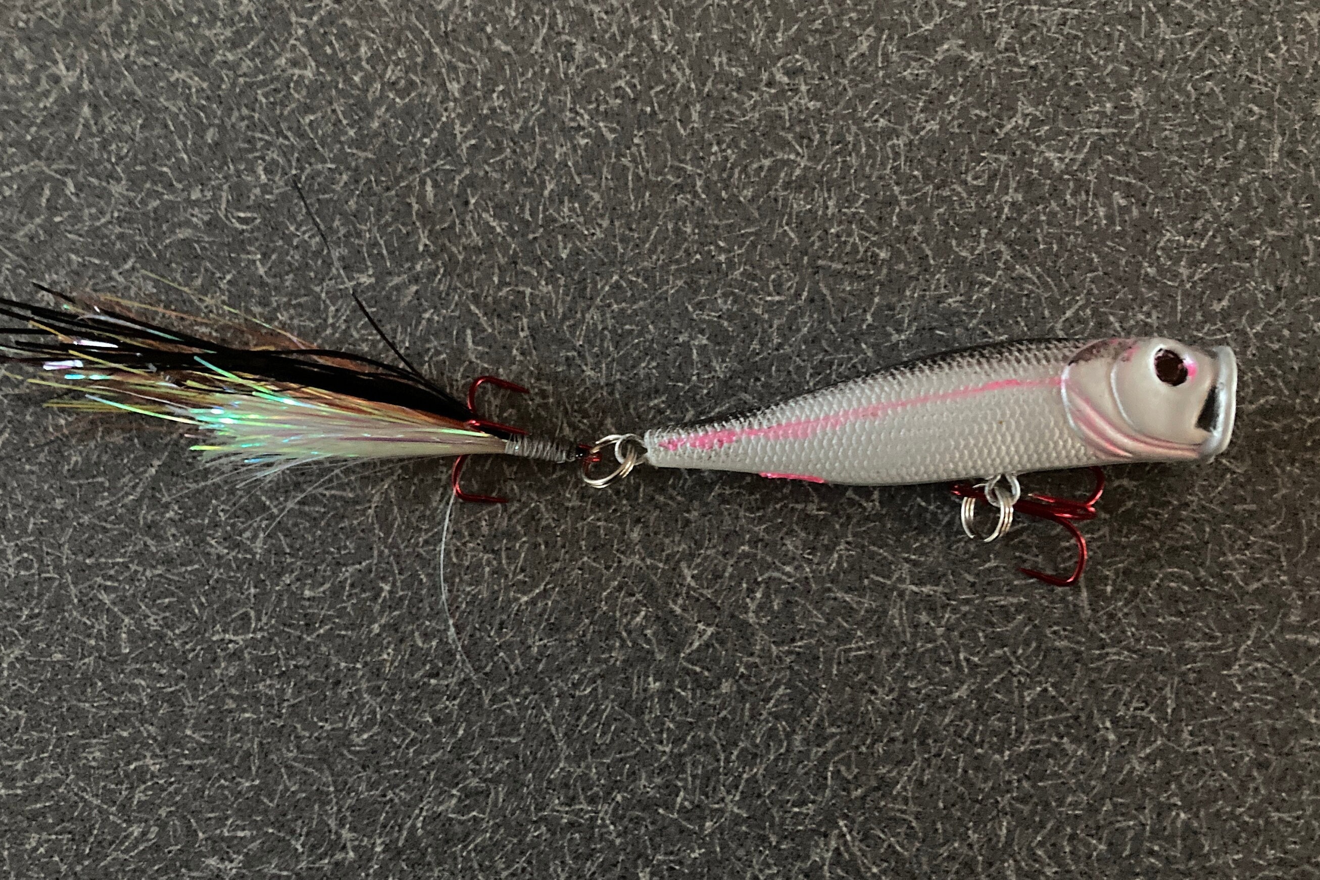 3 1/2" Silver Flash Pink Spot Popper Topwater Fishing Lure Hand Painted ...