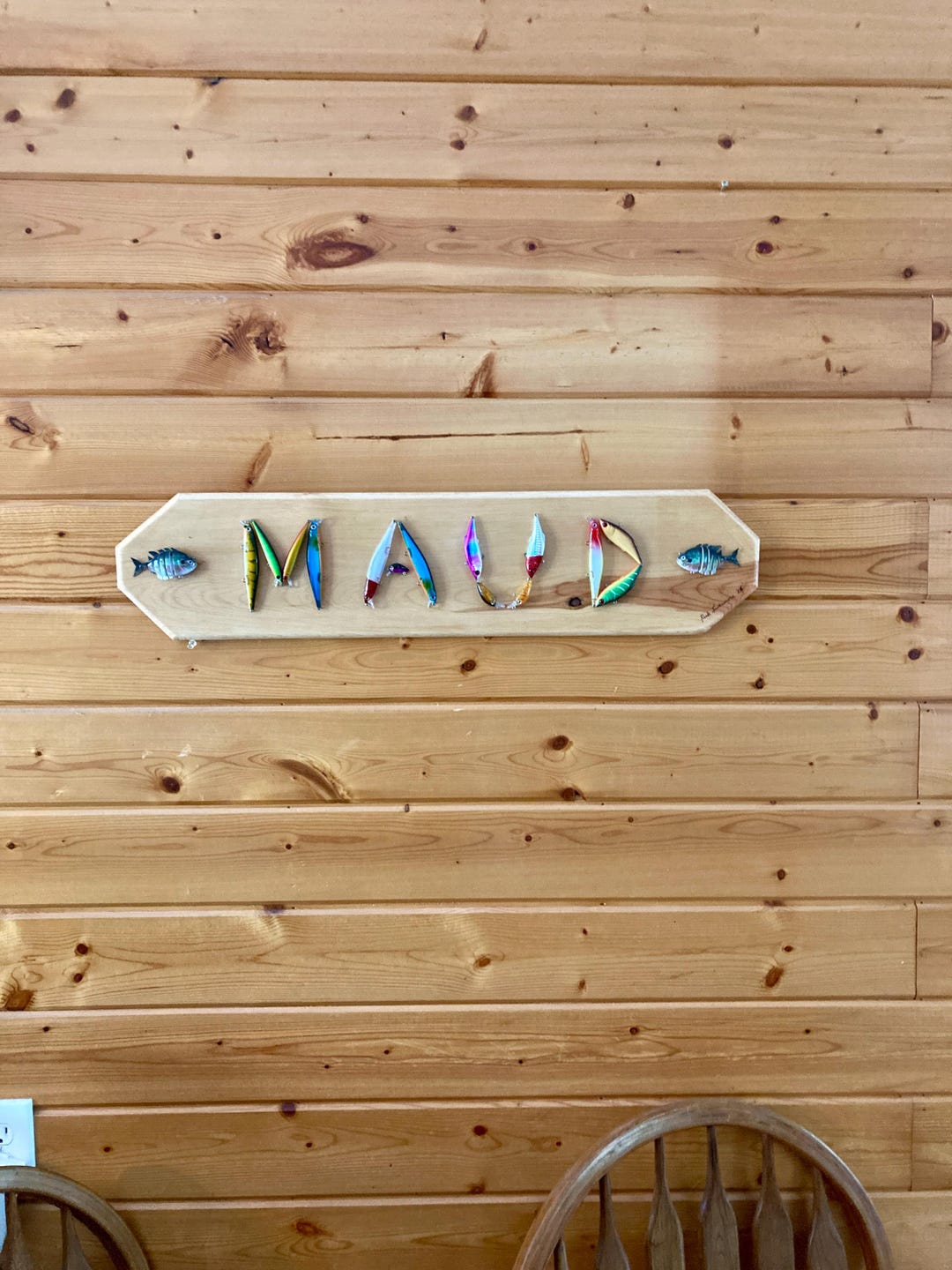 MAUD Sign Wall Hanging W/ Fishing Lures - Etsy