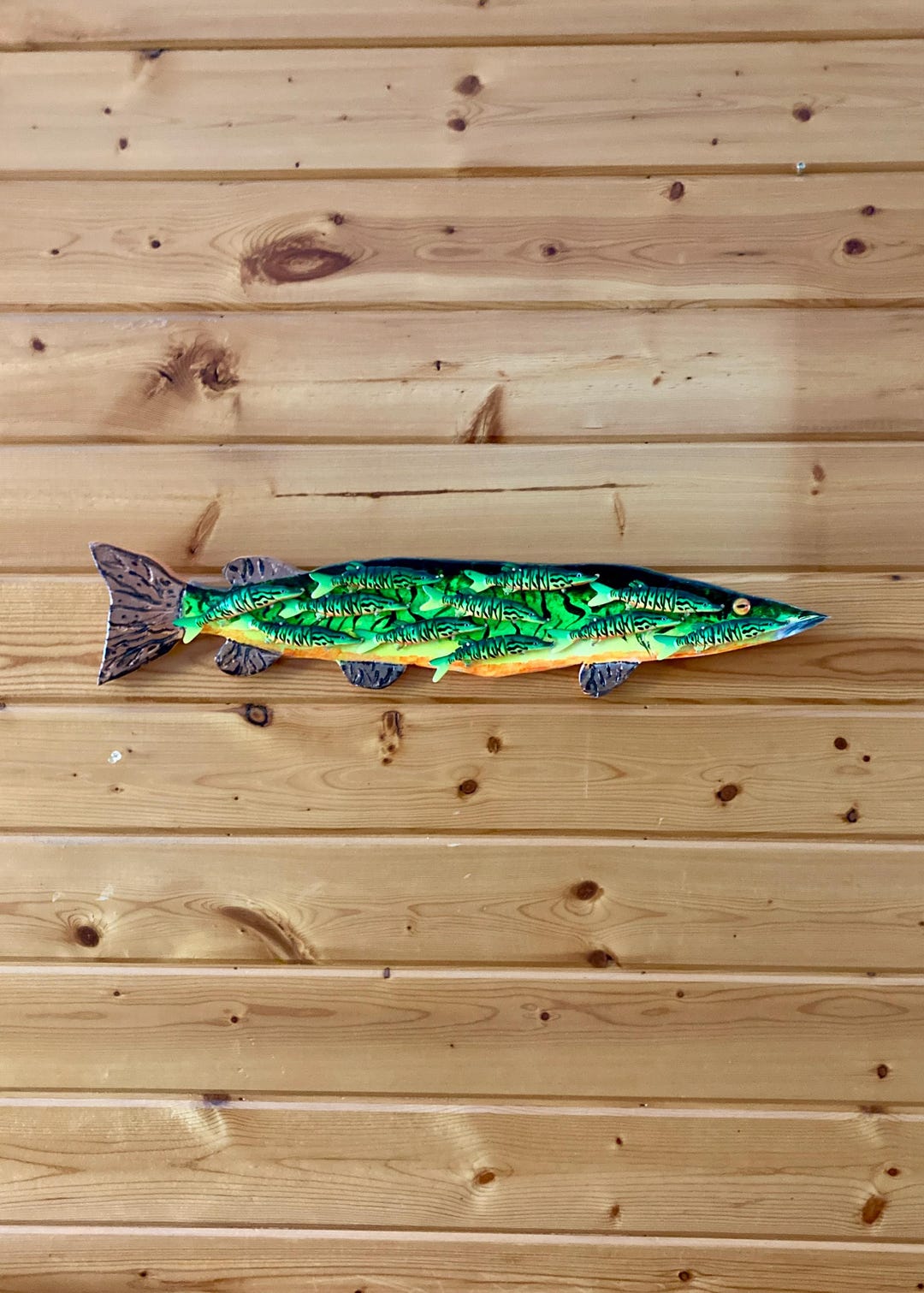 Fire Tiger Musky Wall Hanging W/ Fishing Lures - Etsy