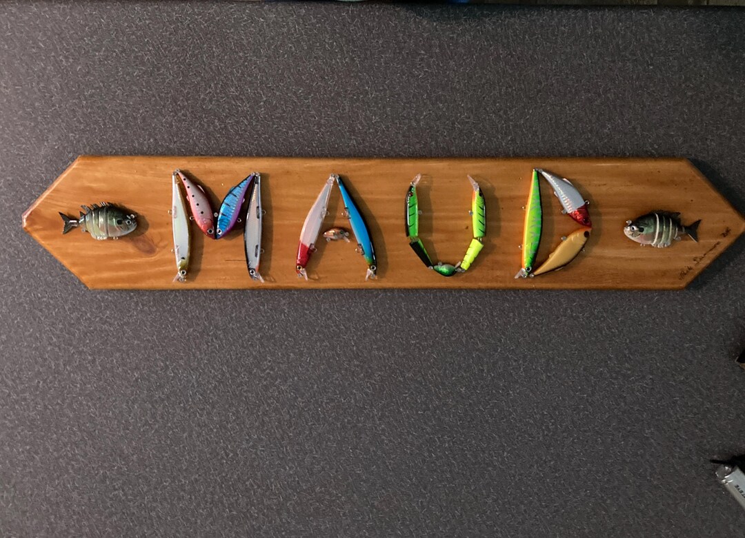 MAUD Sign Wall Hanging W/ Fishing Lures - Etsy