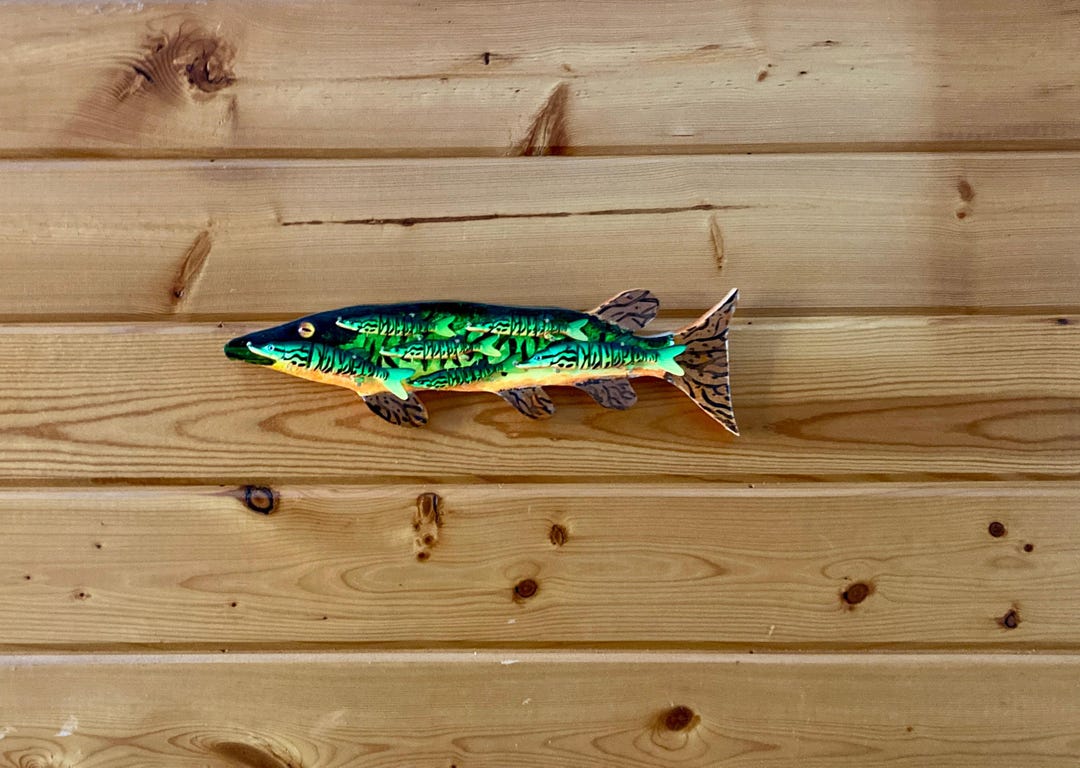 Fire Tiger Musky Wall Hanging W/ Fishing Lures - Etsy