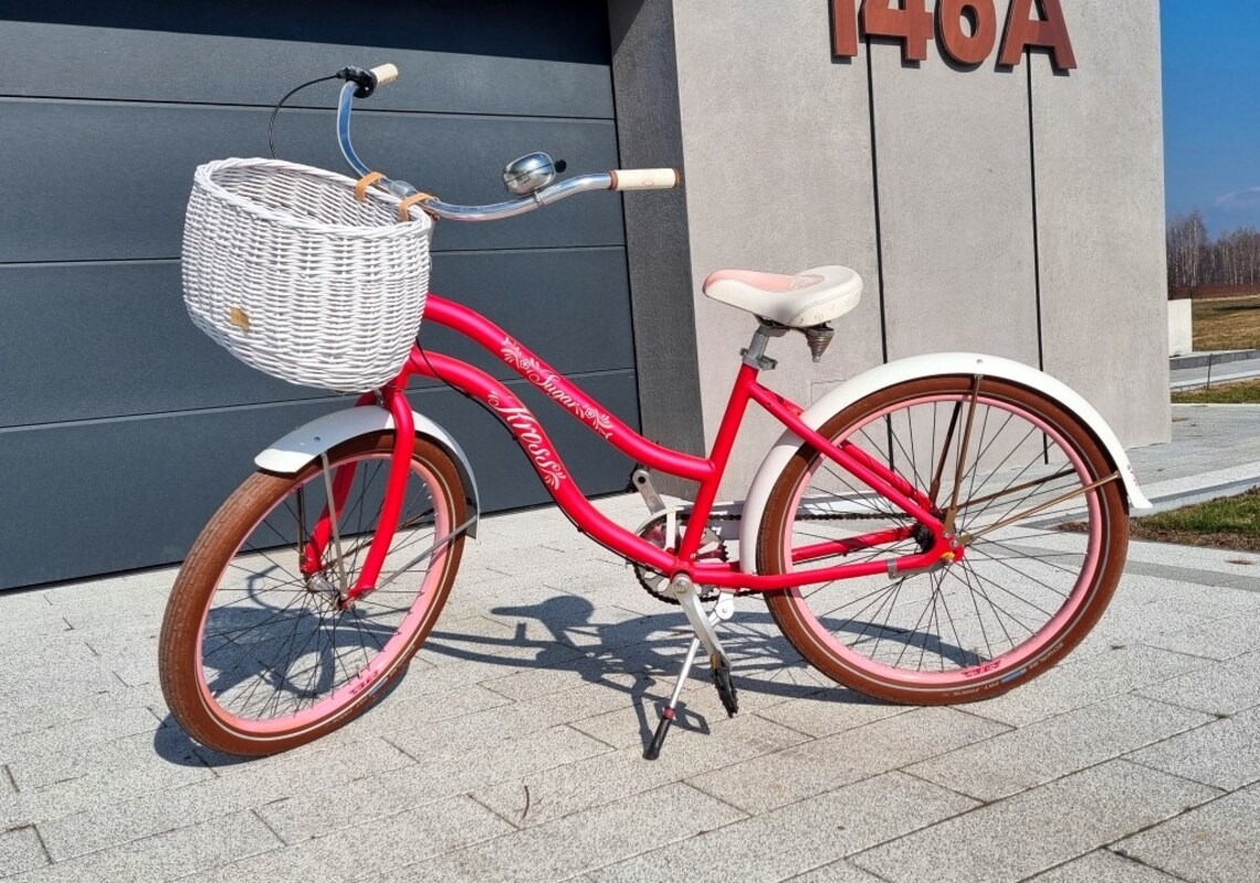 Wiklibox Wicker Bike Basket DUMPY in WHITE Color Mounted on - Etsy