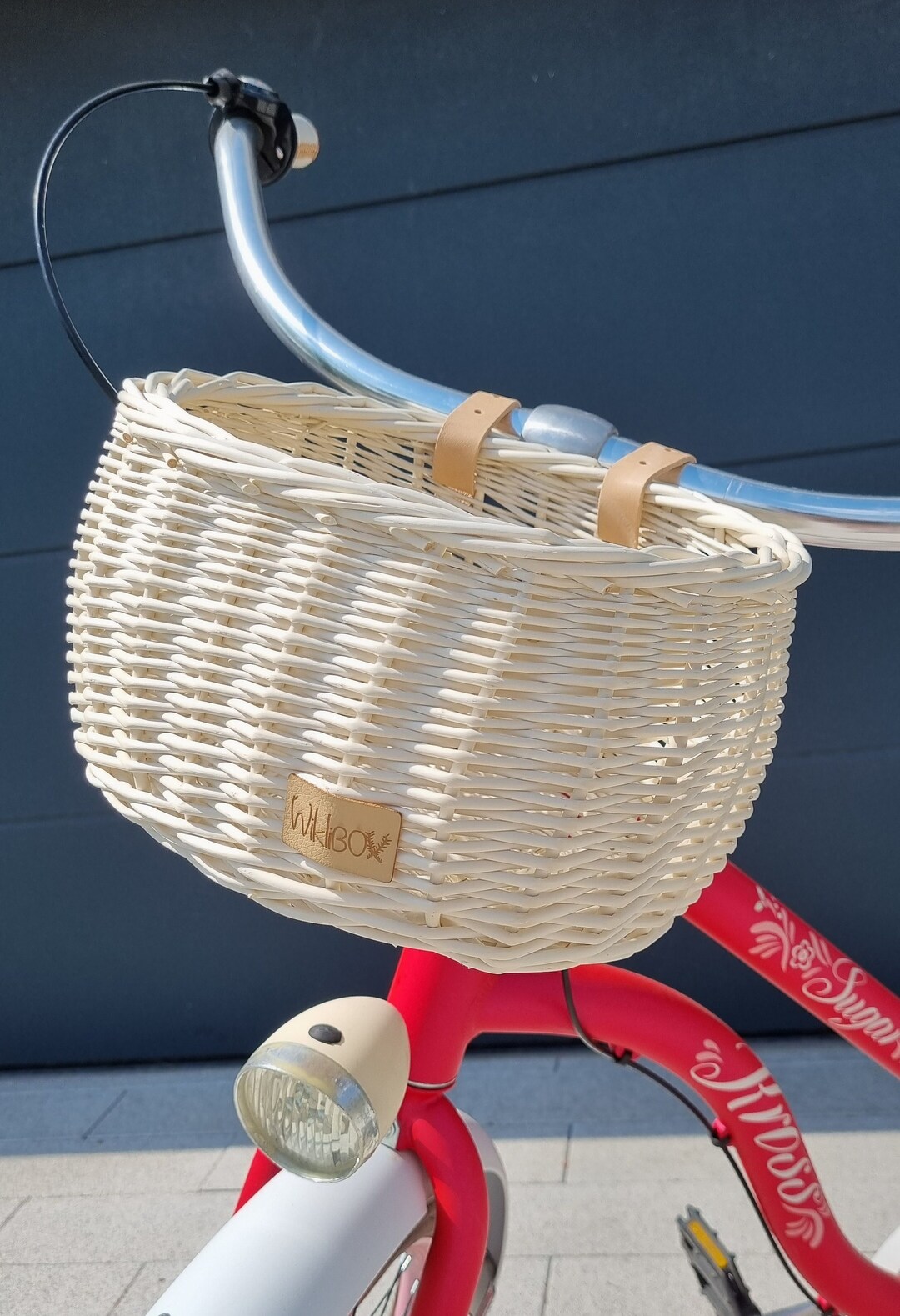 Wiklibox Wicker Bike Basket for Kids DUMPY in ECRU (creamy) Color Mounted on Belts - Etsy