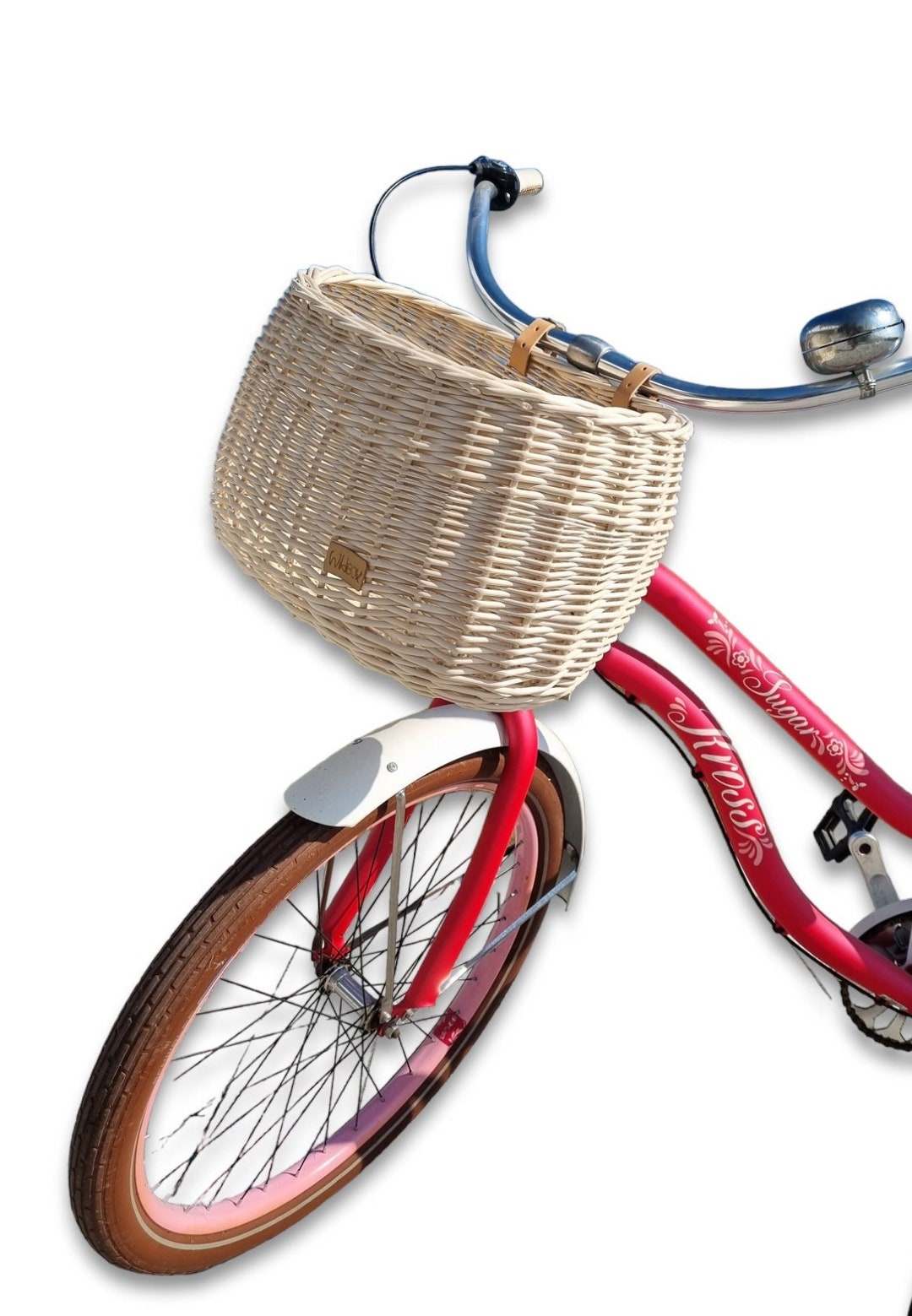 Wiklibox Wicker Bike Basket DUMPY in ECRU (creamy) Color Mounted on ...