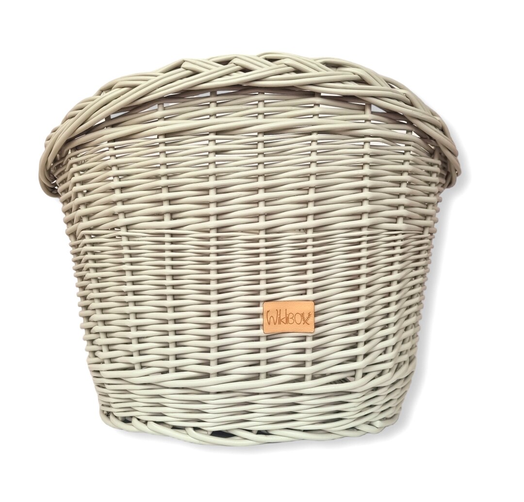 Wiklibox Wicker Bike Basket in OLIVE Color Mounted on Hooks. Ecological ...