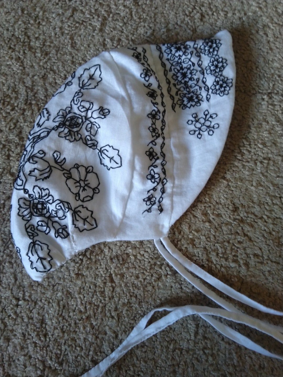 HAND EMBROIDERED and Hand Sewn Tudor Blackwork Coif/cap - Etsy