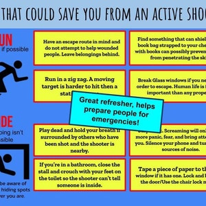 ACTIVE SHOOTER PLAN Tips Emergency Flyer/poster Template (editable ...