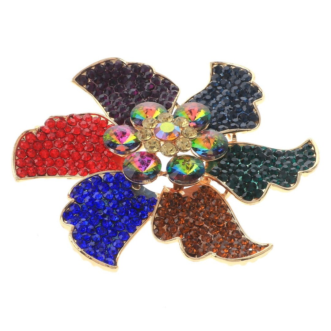 Large Crystal Flower Brooch - Etsy