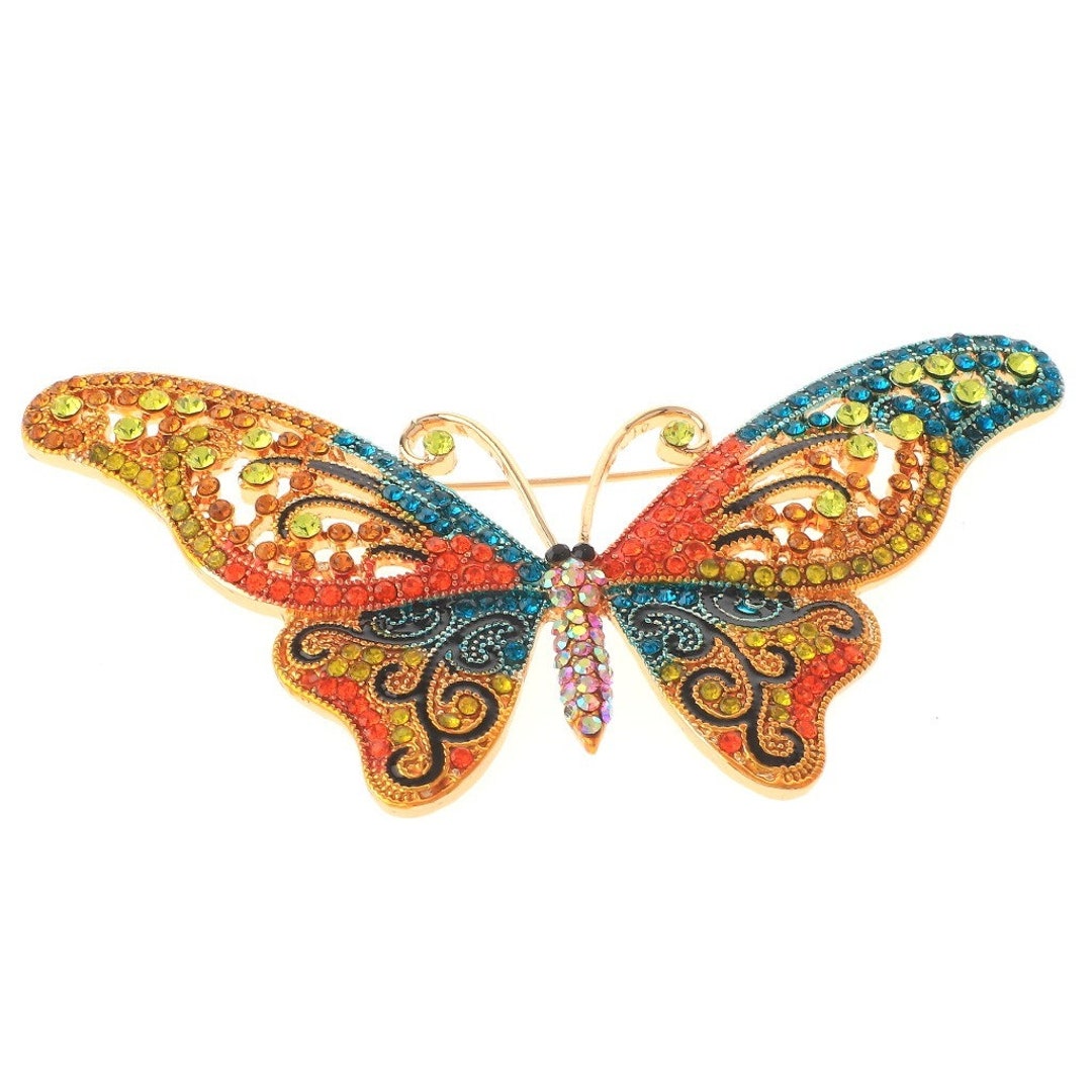 Large Crystal Butterfly Pin - Etsy