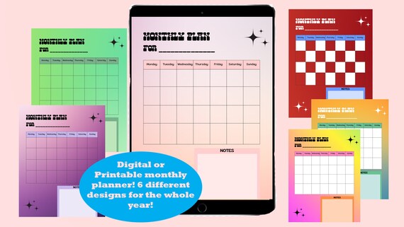 Digital Printable Monthly Planner Customizable - Etsy