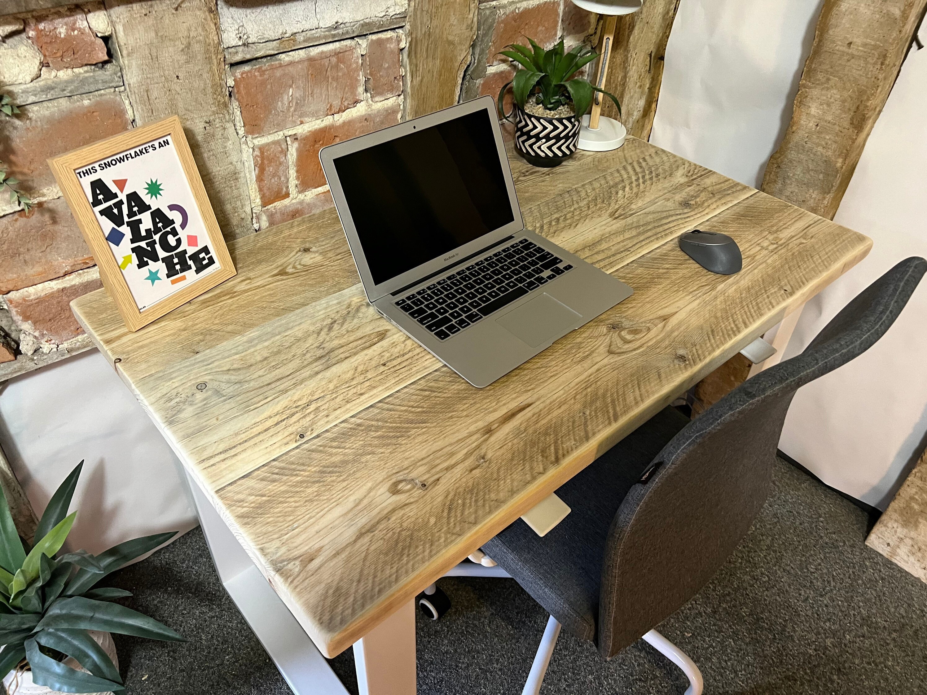 Rustic Desk With White Square Frame Legs WFH Industrial - Etsy UK