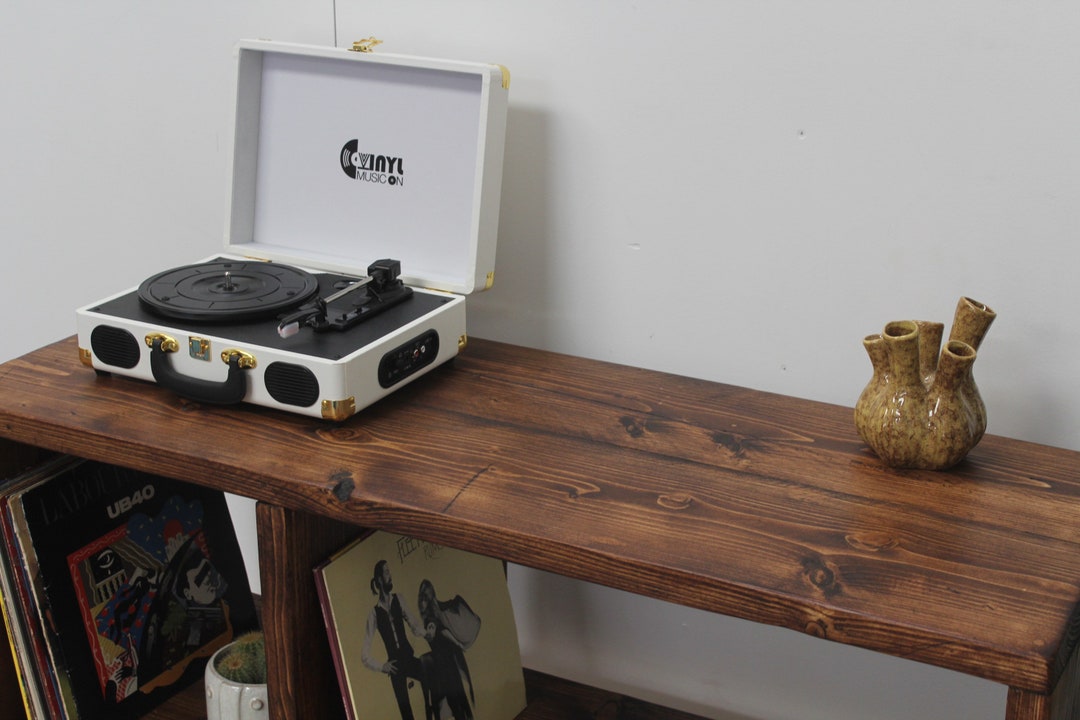Record Player Unit Tudor Oak Record Stand Media Unit Industrial LP ...