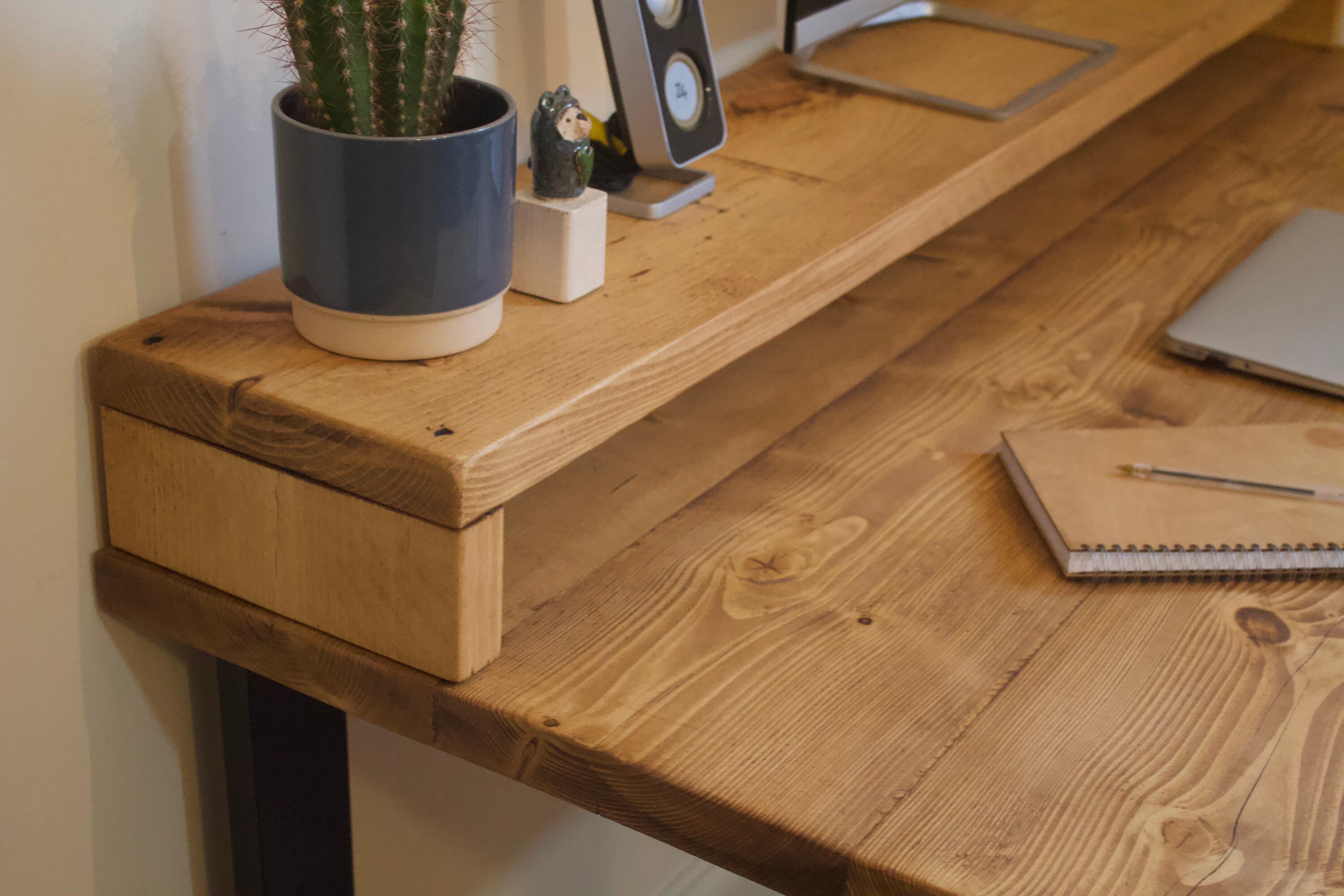 Rustic Computer Desk and Monitor Shelf with INDUSTRIAL LEGS | Etsy