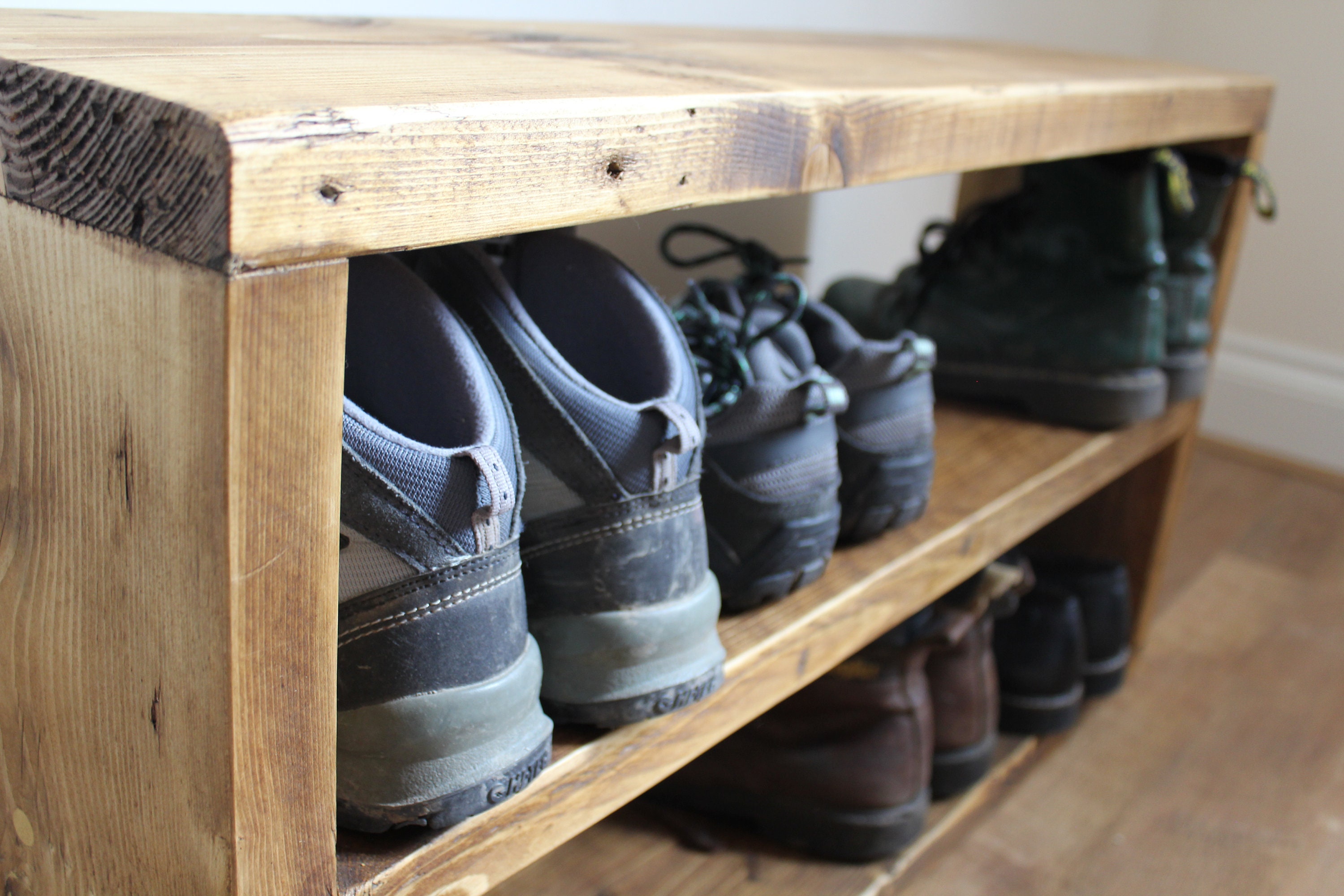 Solid Rustic Shoe Rack Chunky Wood Scaffold Boards | Etsy