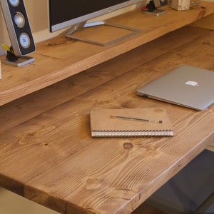 Rustic Computer Desk and Monitor Shelf with INDUSTRIAL LEGS | Etsy