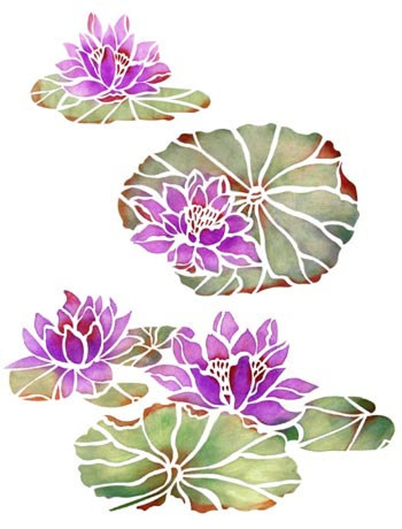 Water Lilies Stencil © - Etsy UK