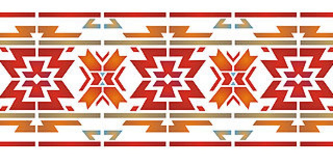 Aztec Border Stencil © - Etsy