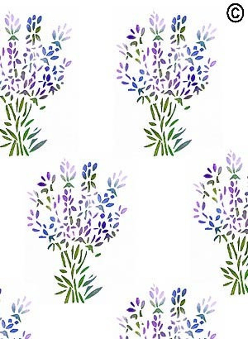 Lavender Sprigs Flower Stencil © - Etsy UK