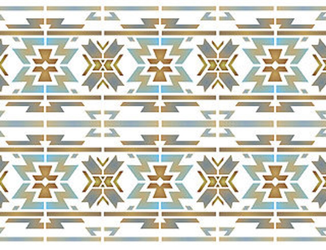 Aztec Border Stencil © - Etsy