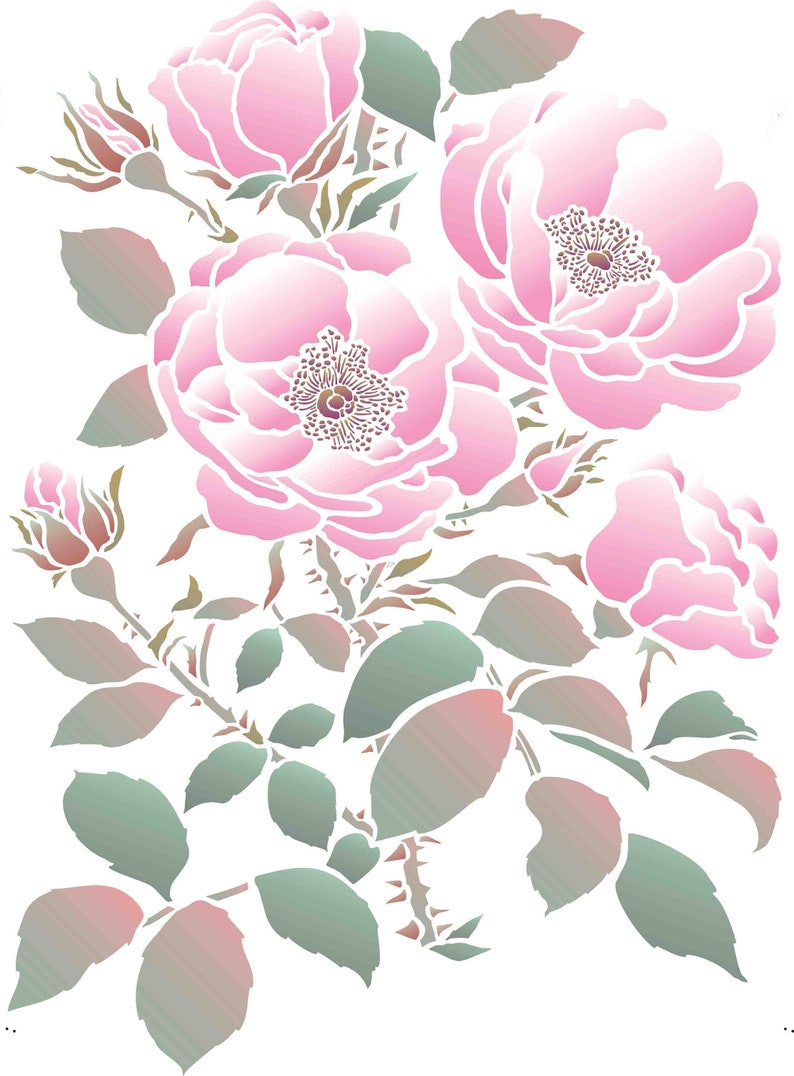 Oversize LARGE Wild Rose Flower Stencil TOP SHEET Studio - Etsy