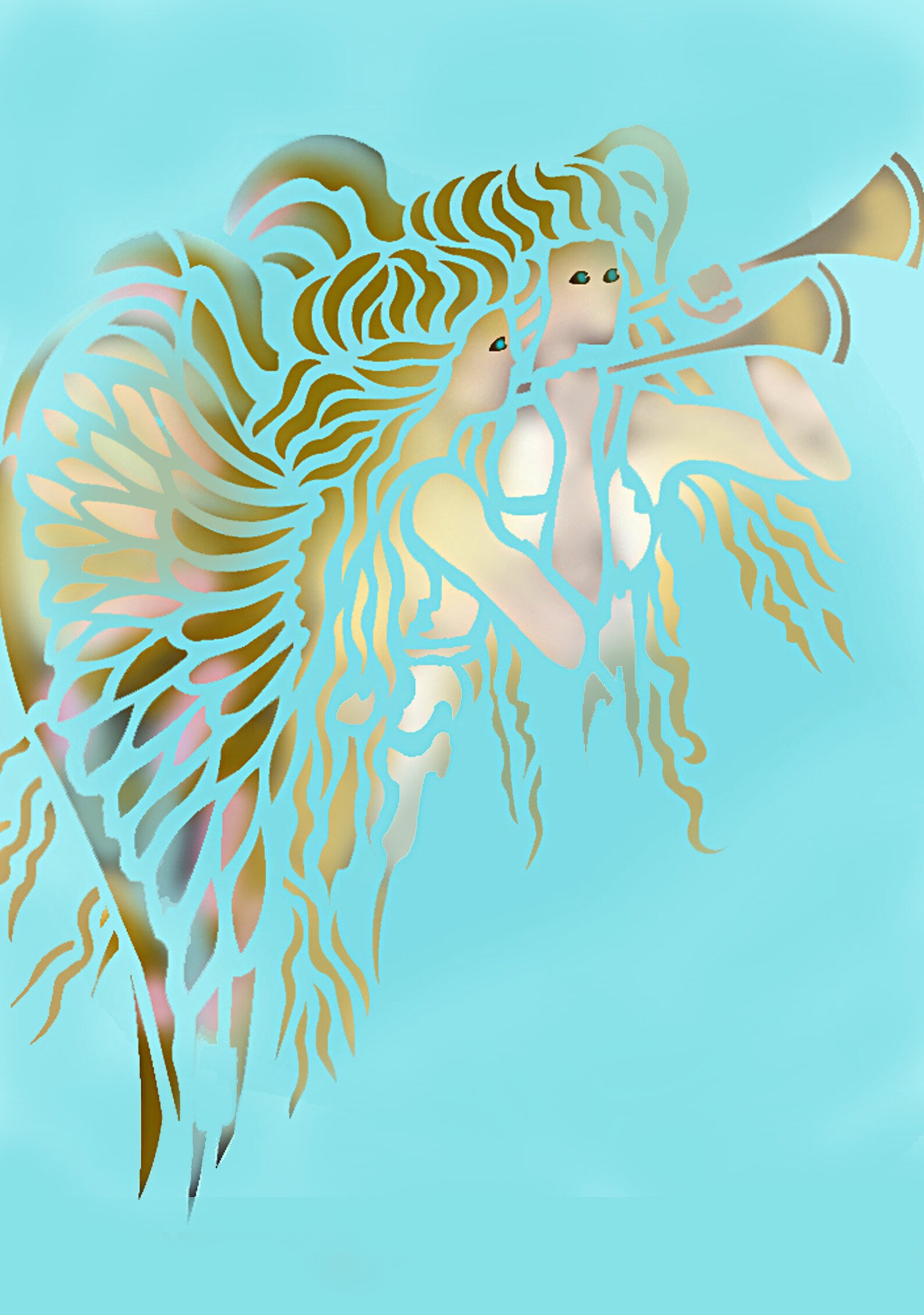 Large Simple Angels Stencil © - Etsy