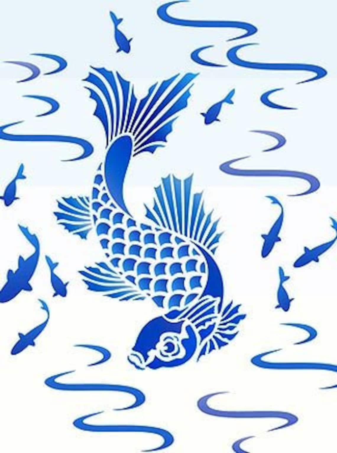 Koi Stencil 1 © | Etsy
