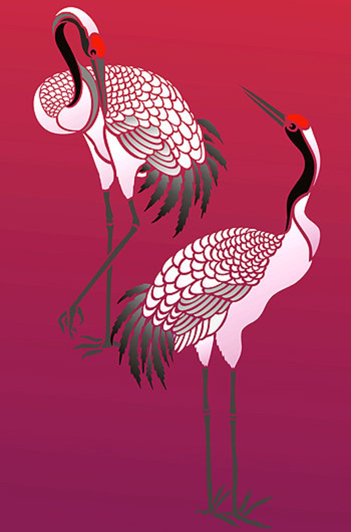 LARGE Standing Cranes Stencils © - Etsy Australia