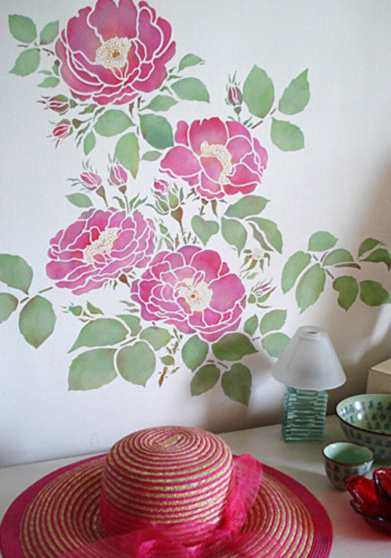 LARGE Cottage Rose Stencil © - Etsy