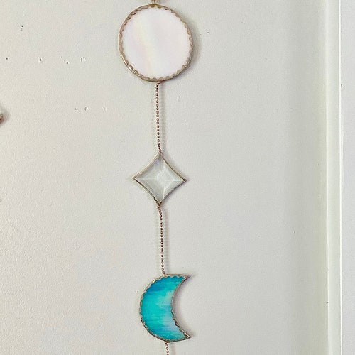 Moon Phase Stained Glass Moon Chart Art Glass Whimsical | Etsy