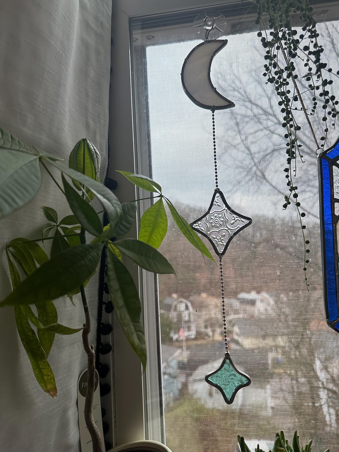 Stained Glass Moon and Star Window Hanging. Stained Glass Moon and Star ...