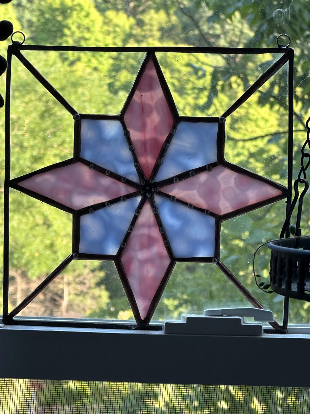 Stained Glass Star Panel, Leaded Glass Star Panel, Star Suncatcher ...
