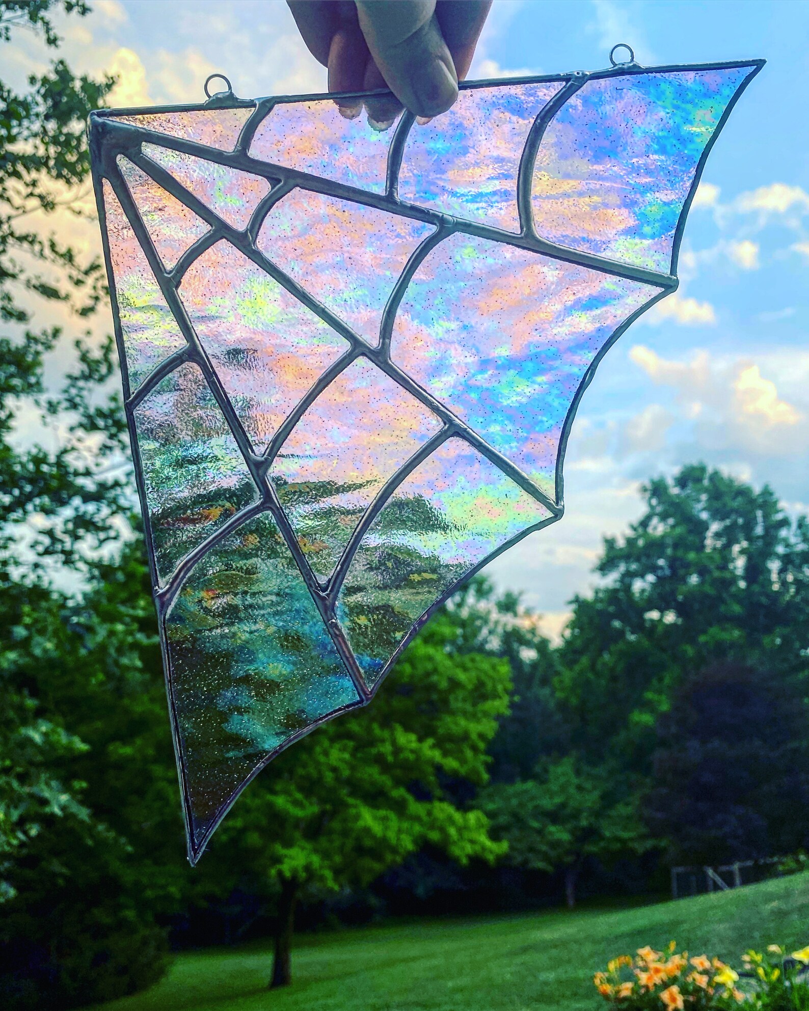 Stained Glass Spider Web, Whimsy Decor, Witch Decor, Stained Glass ...