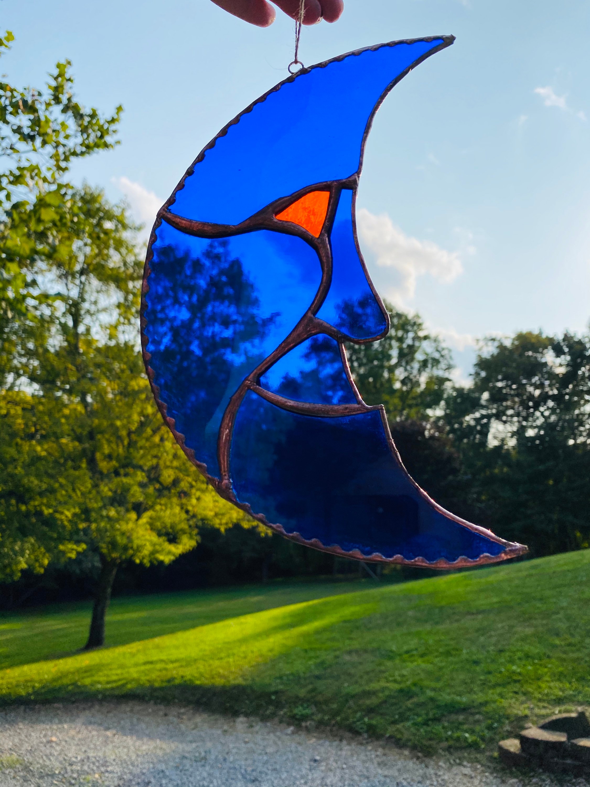Stained Glass Moon Suncatcher Man on the Moon Stained Glass - Etsy